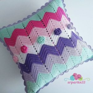 Crochet Ripple Stitch Pillow with Flower Petal Lining - Love Quilting ...